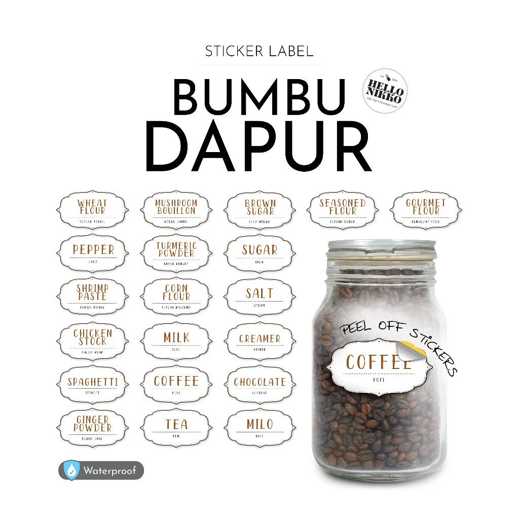 Jual Bumbu dapur toples sticker kopi teh kitchen - Hang tag kartu ...