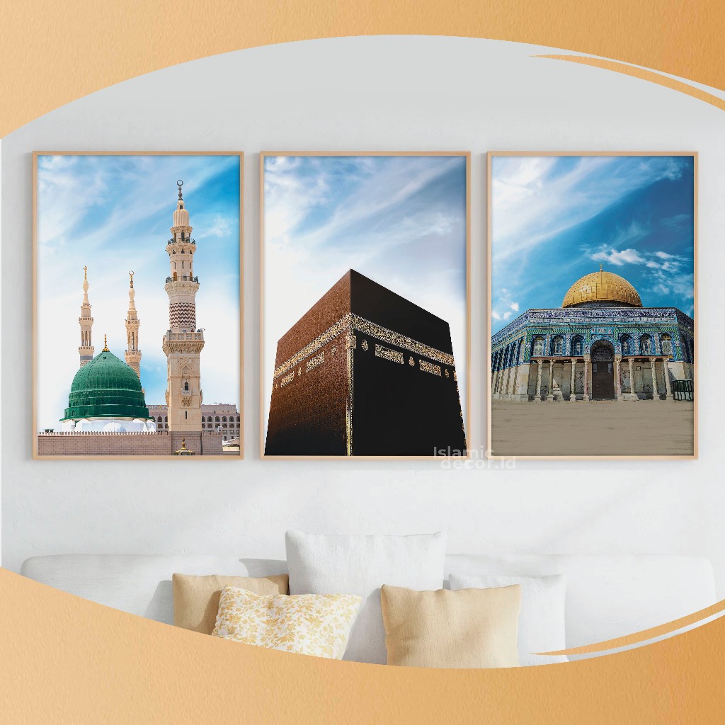 Jual Pajangan Dinding Islami; Ka'bah, Masjid Nabawi, Masjid Al Aqsa ...