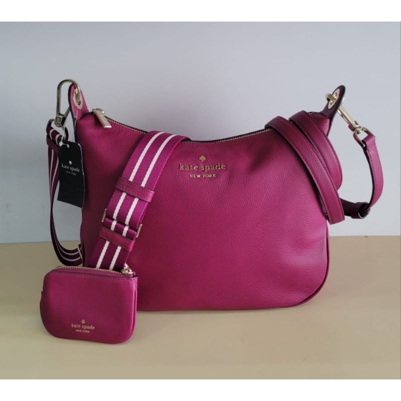 Jual Kate spade Rosie Pebbled Leather Crossbody Dark Raspberry | Shopee ...