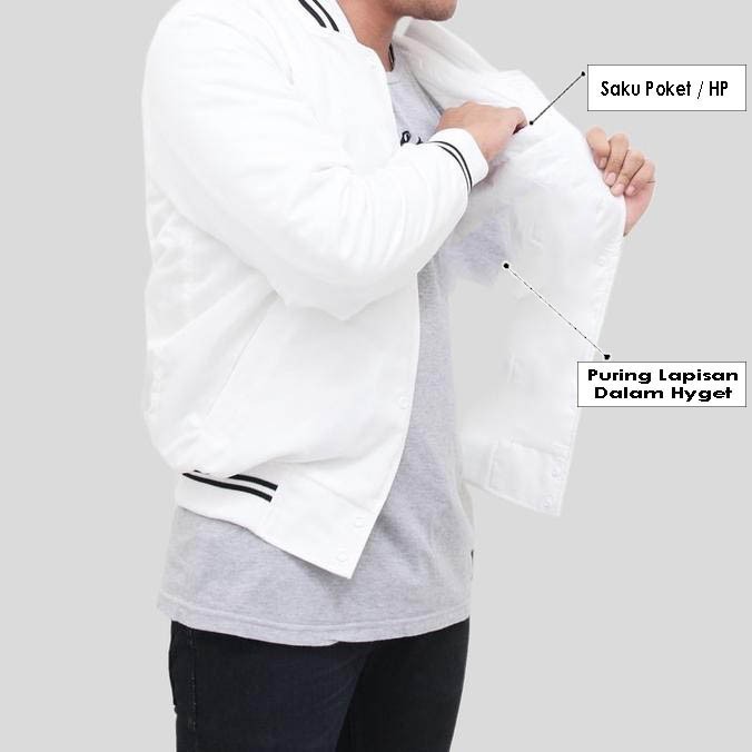 Jual Jaket Baseball Varsity Polos Pria Full Lapisan Dalam / Jaket ...