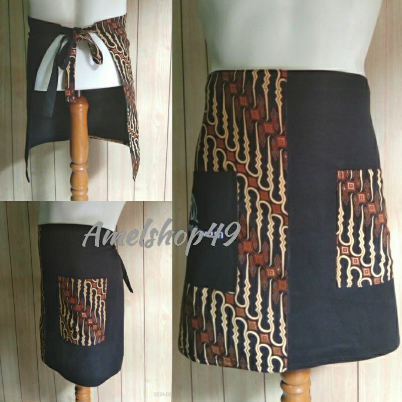 Jual JUAL APRON BATIK HALF BODY WAITER WAITRES BAHAN KANVAS KOMBINASI ...