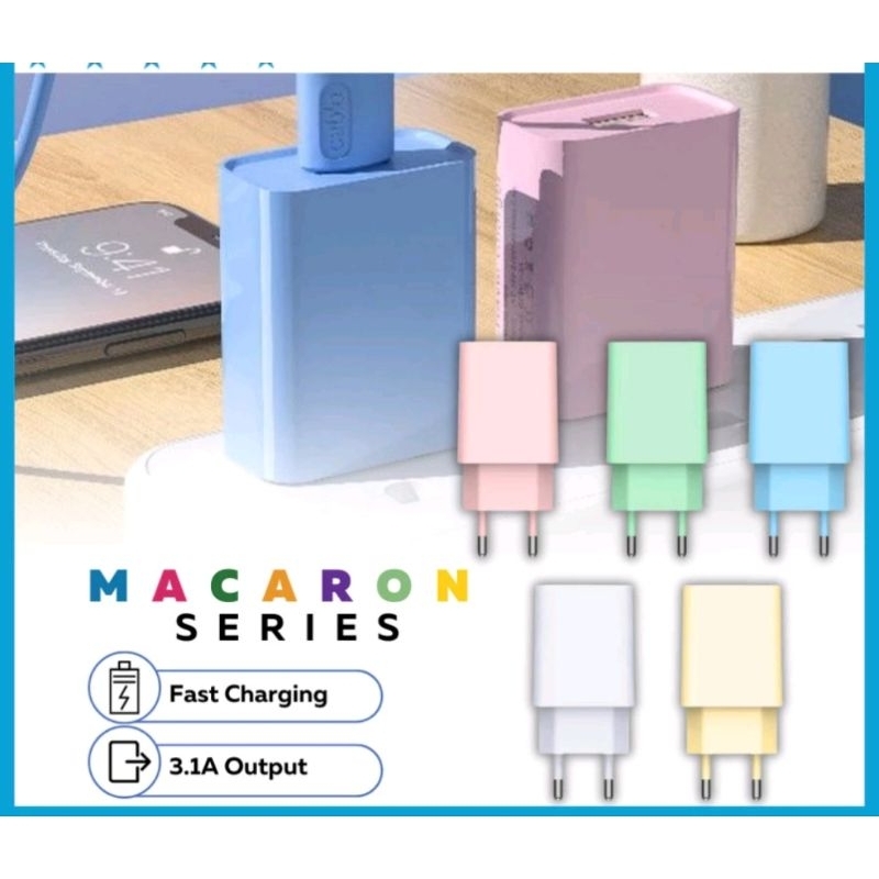Jual Adapter Charger Macaron 3,1AFast Charging-Kepala Batok CasanKabel ...