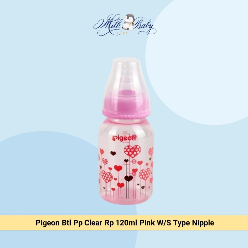 Jual Pigeon Btl Pp Clear Rp 120ml Pink W/S Type Nipple | Shopee Indonesia