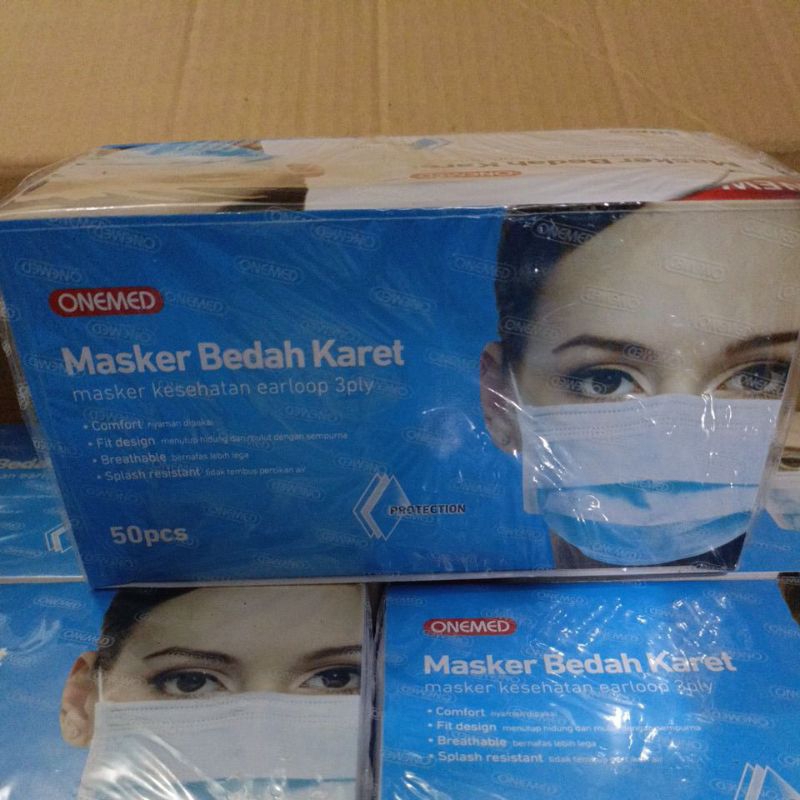 Jual ONEMED MASKER BEDAH KARET ISI 50 PCS BIRU | Shopee Indonesia