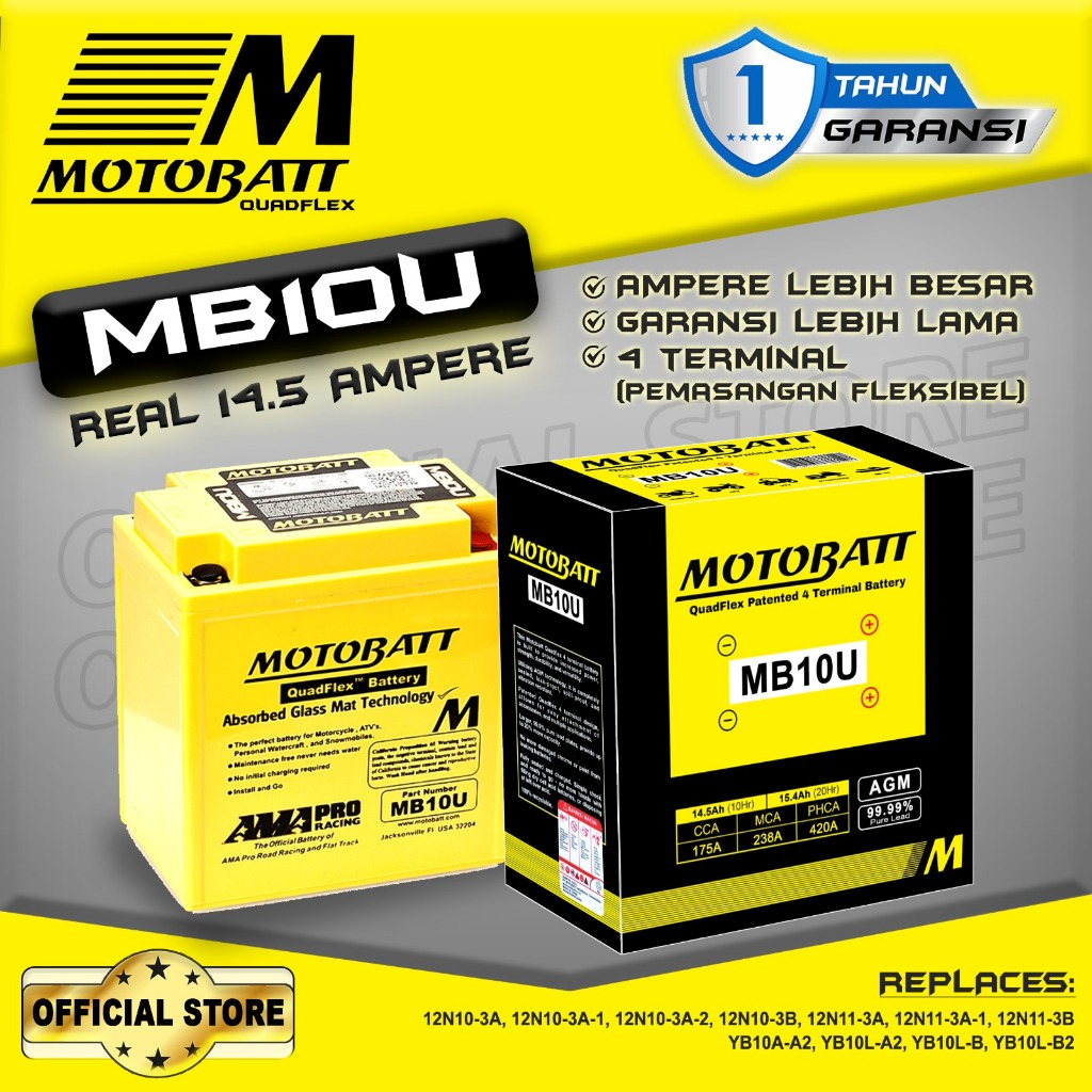 Jual Motobatt Quadflex MB10U - 14.5Ah (Garansi 1 Tahun) | Shopee Indonesia