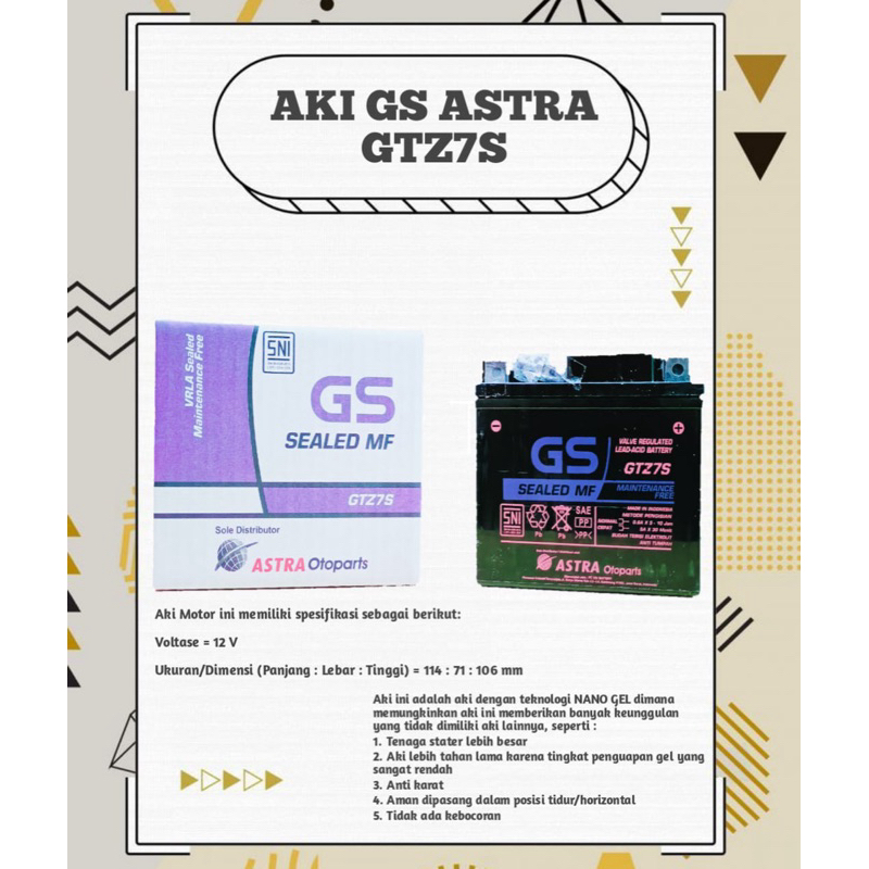 Jual AKI MOTOR GS ASTRA GTZ7S | Shopee Indonesia