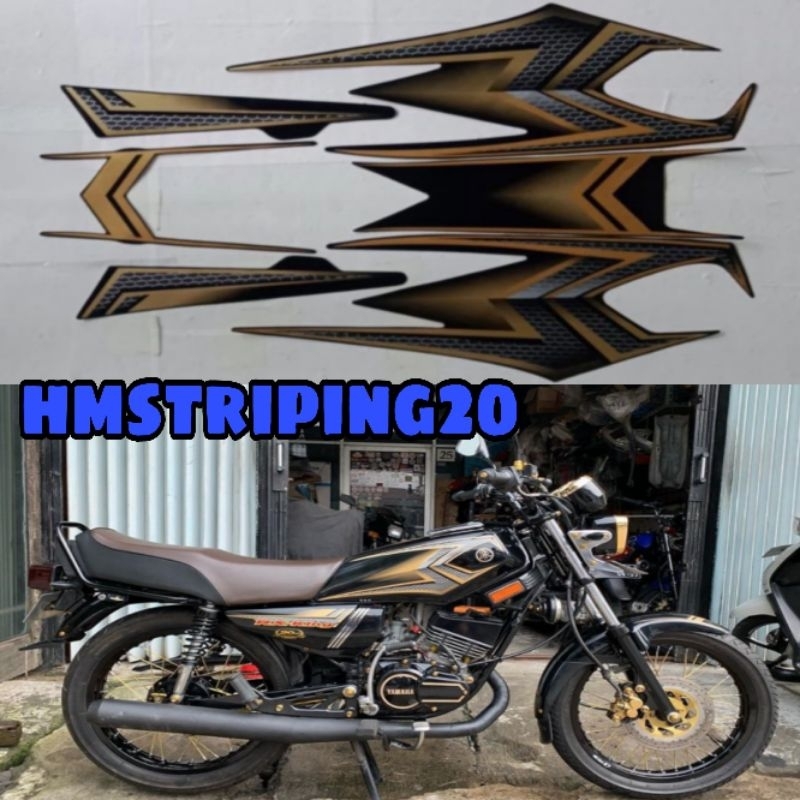 Jual STIKER STRIPING YAMAHA RX KING TAHUN 2004 HITAM GOLD LIS BODY ...