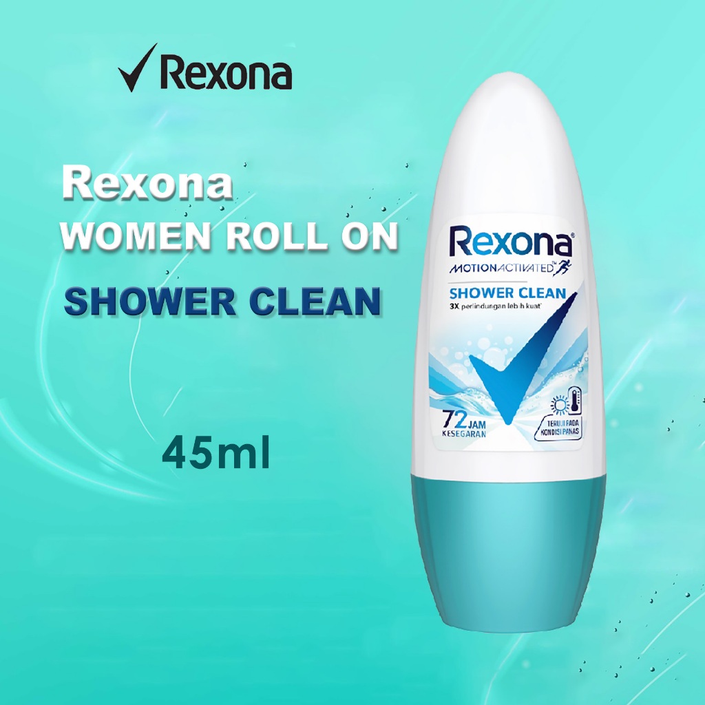 Jual Rexona Women Deodorant Roll On Antiperspirant Shower Clean 72 Jam Kesegaran 45Ml | Shopee ...