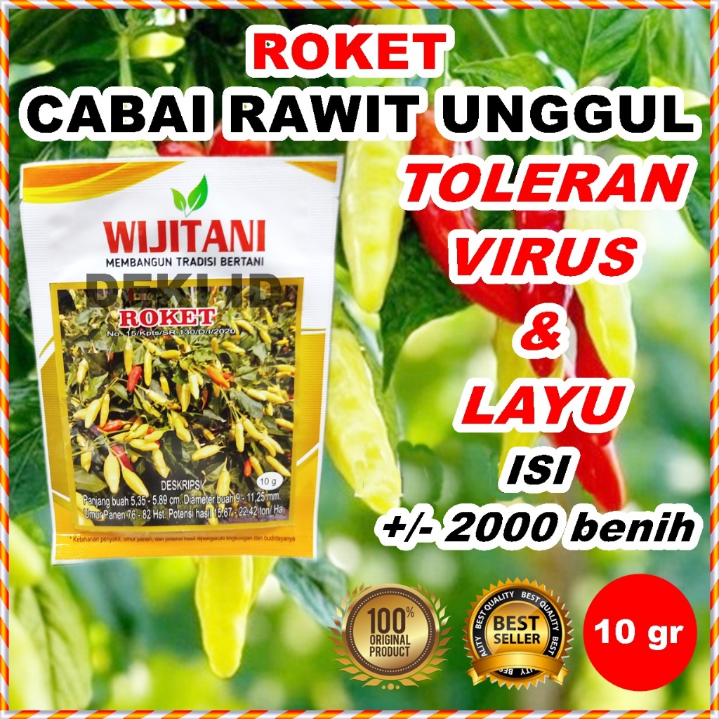 Jual Benih Cabe Rawit Roket Bibit Cabai Unggul 10 Gram Wijitani Kemasan ...