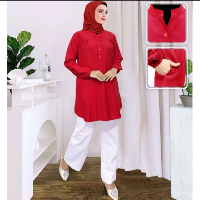 Jual BLOUSE VISCOSE POLOS JUMBO WARNA MERAH CABE/BLUS BIG SIZE/ATASAN ...