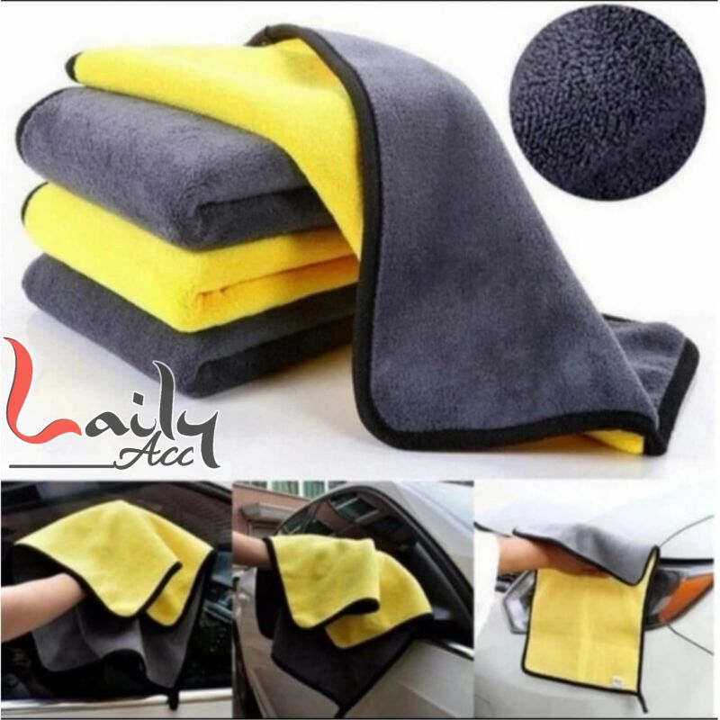 Jual Kain Lap Mobil Microfiber 30x30 Warna Kuning atau Abu Abu Lap ...