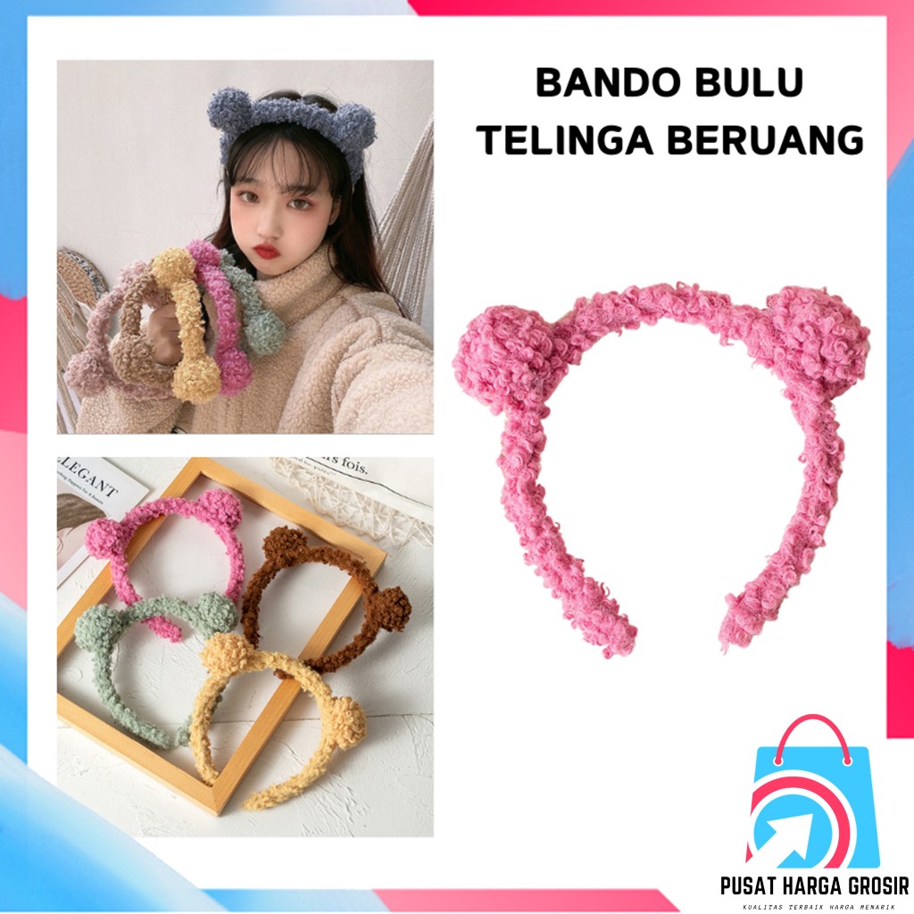 Jual PHG - Bando Kartakter Telinga Beruang Bear bulu korea kekinian ...