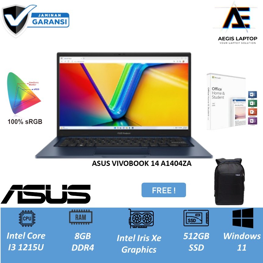 Jual ASUS VIVOBOOK 14 A1404ZA I3 1215 8GB 512GB W11+OHS 14.0FHD IPS ...