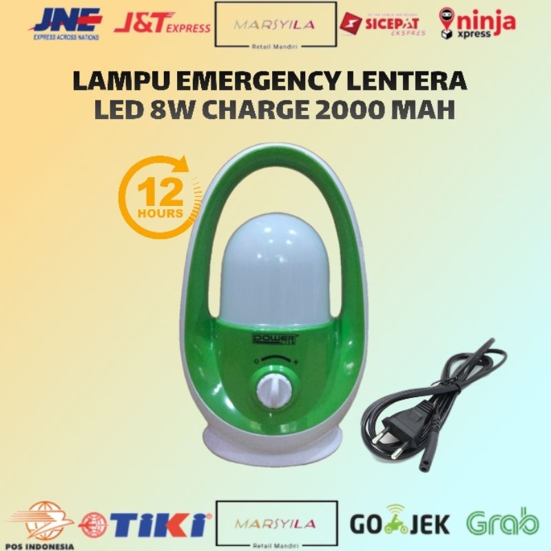 Jual LAMPU EMERGENCY DARURAT LENTERA LED RECHARGEABLE 8W COB 2000 MAH ...