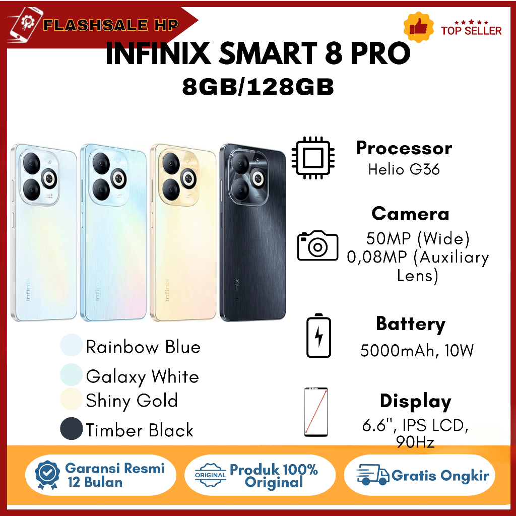 Jual INFINIX SMART 8 PRO RAM 8/128 GB BERGARANSI RESMI NASIONAL ...