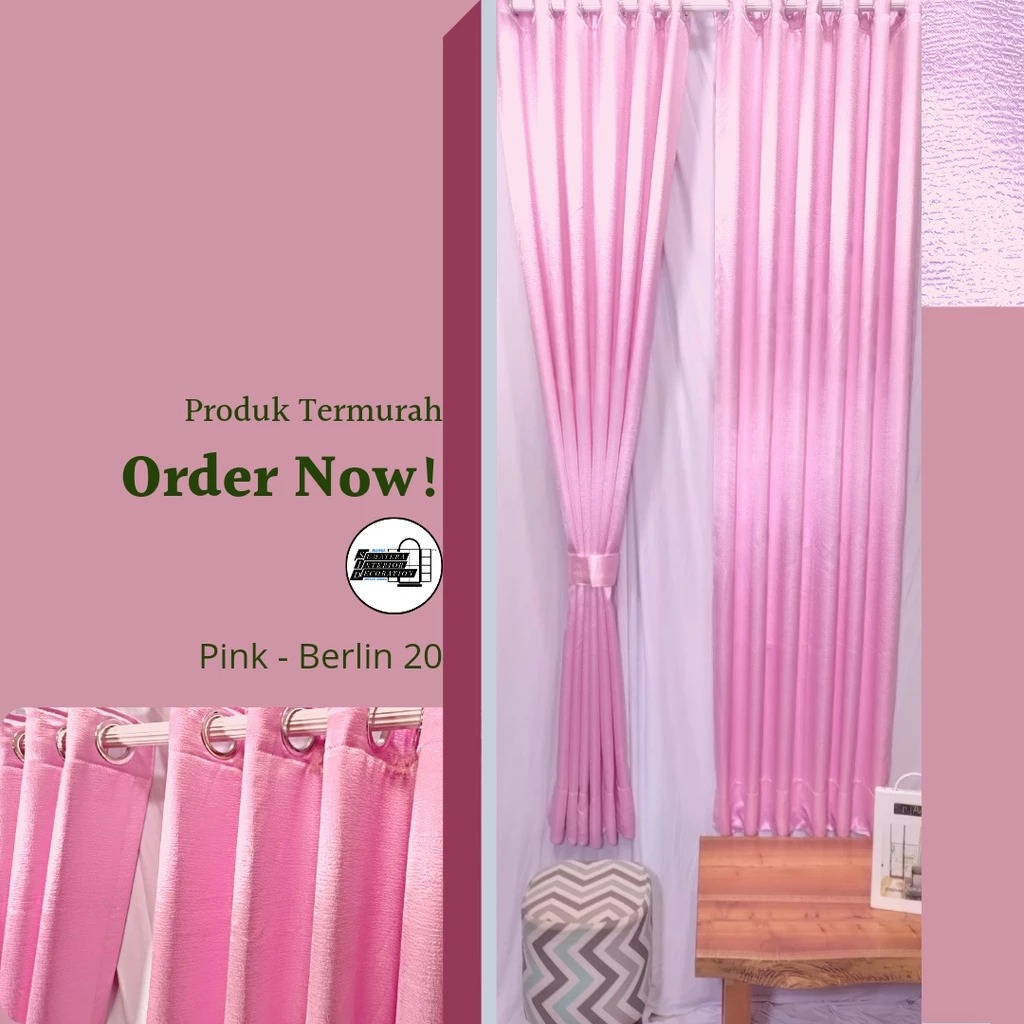 Jual Gorden Pintu Jendela Blackout Import Motif Polos Pink / Gorden ...
