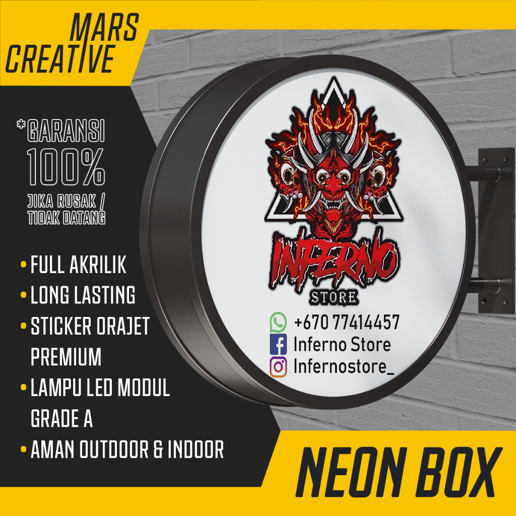Jual Neon Box Indoor Outdoor Ukuran 110cm x 120cm Premium Custom 2 Sisi ...