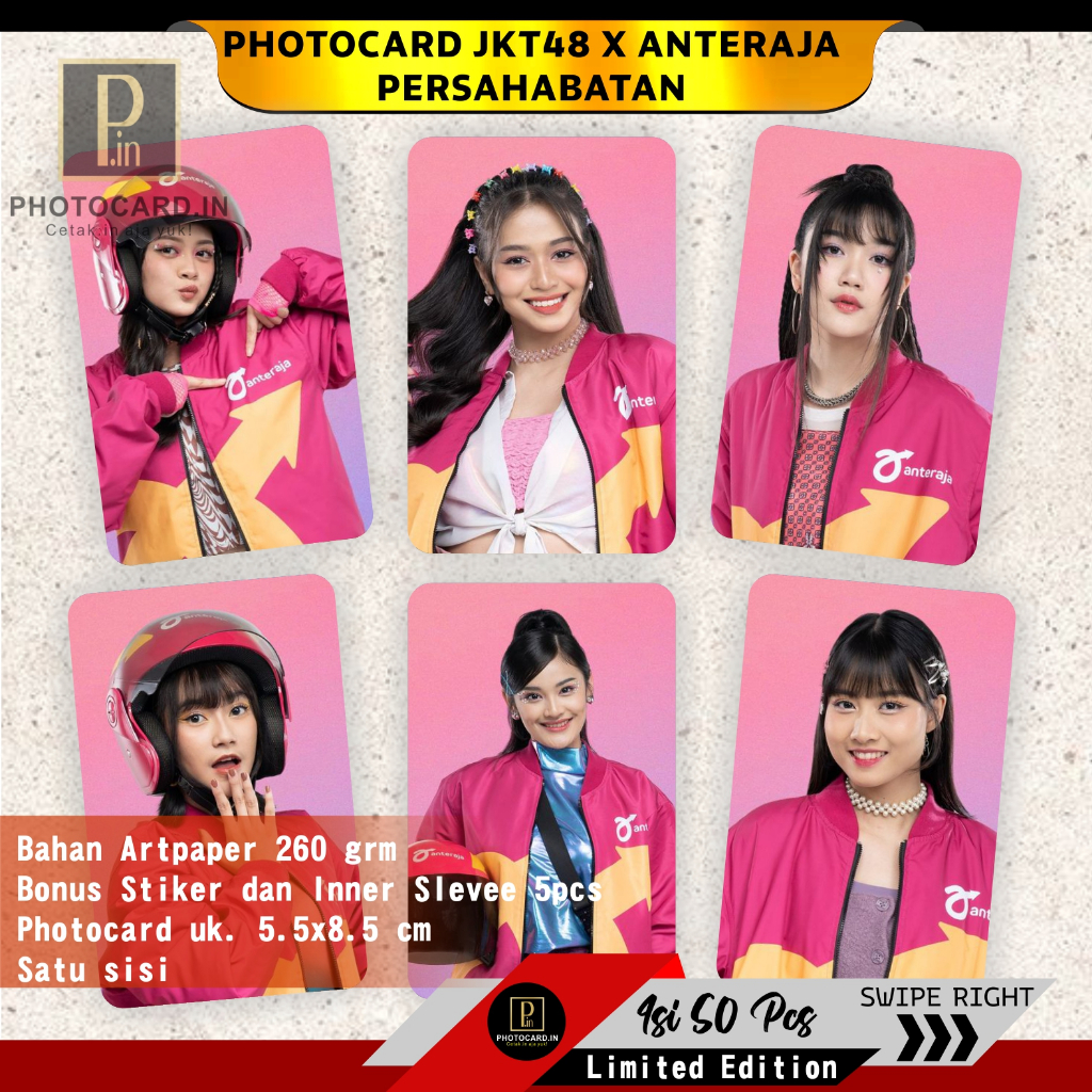 Jual Photocard JKT48 Edisi JKT x Anteraja Persahabatan isi 50 pcs (Free Stiker dan Inner Slevee ...