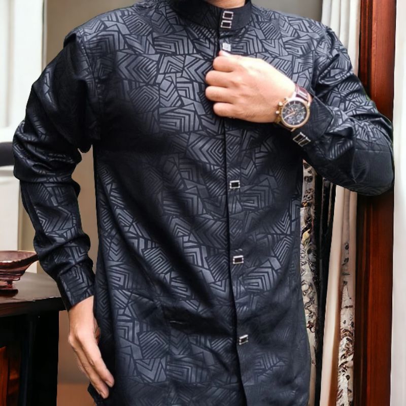 Jual Baju Muslim Pria Kemeja koko Sultan Embos Ethnic Lengan Panjang ...