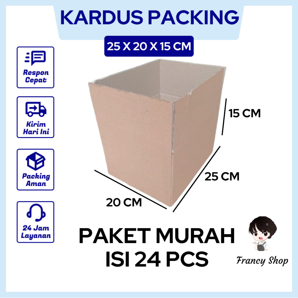 Jual Kardus Box Ukuran 25x20x15 cm Kotak Packing Packaging Polos ...