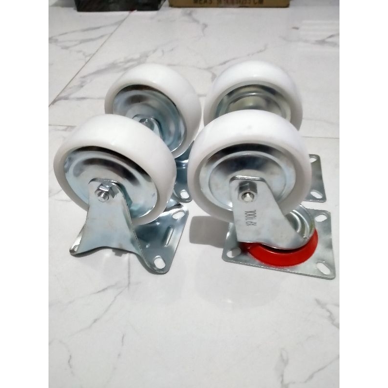 Jual roda troli 4 inchi putih roda lori nilon 4 inchi satu set 4pcs ...