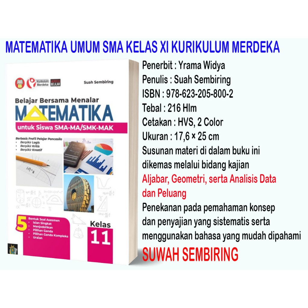 Jual Buku Matematika Umum SMA/MA/SMK Kelas 11/XI Kurikulum Merdeka-Suah Sembiring | Shopee Indonesia