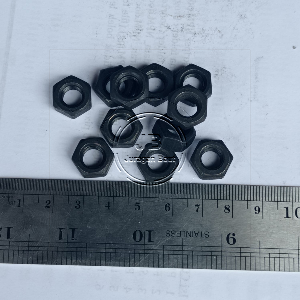 Jual MUR KUNCI 13 M8 BAJA HITAM UNTUK BAUT 13 M8 PITCH DRAT 1.25 DIAMETER LUAR 13MM DIAMETER ...