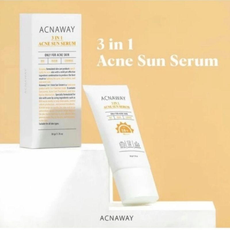 Jual acnaway 3in1 acne sun serum sunscreen SPF 50+ PA +++ 50gr | Shopee ...