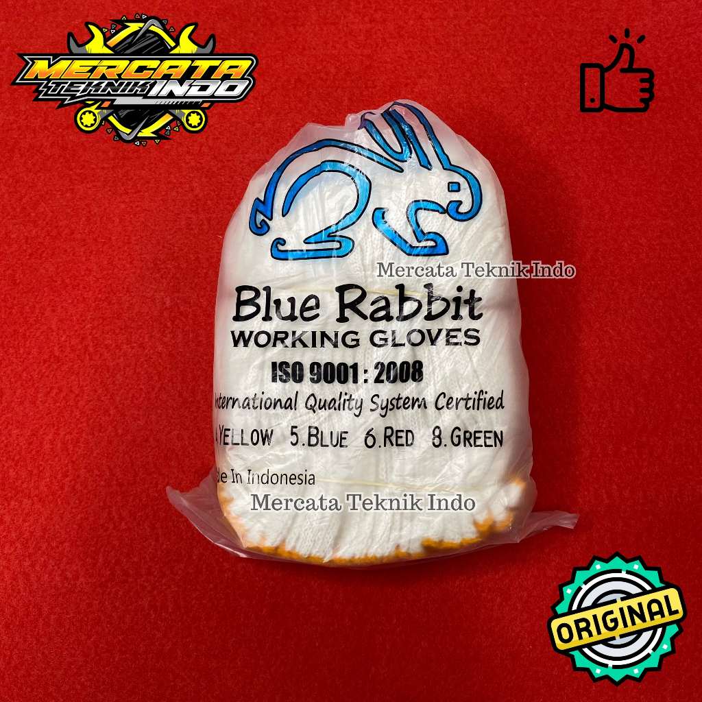 Jual Blue Rabbit Sarung Tangan Kerja Industri Benang 4 Kuning B4 Safety
