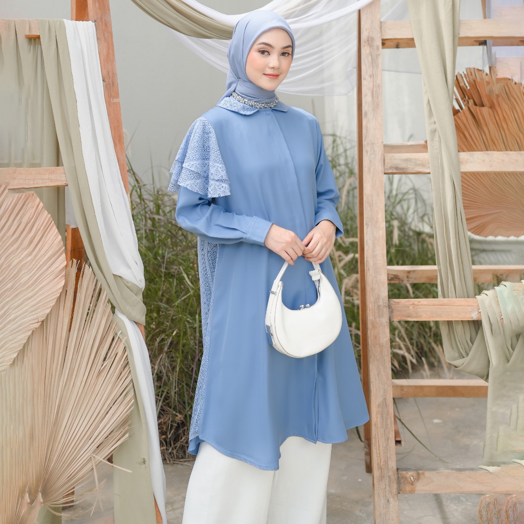 Jual NUNA Kimaya Tunik | atasan top wanita katun lace polos busui rayya ...
