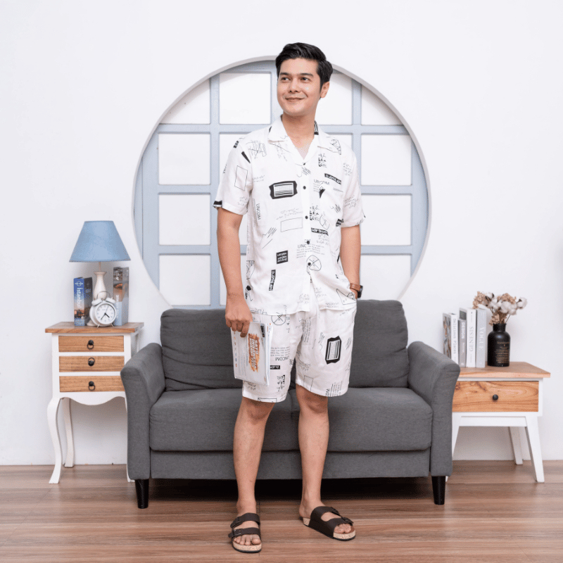 Jual Set Kemeja Hawaiian Printing | Kemeja Oneset | Pajamas Pria ...