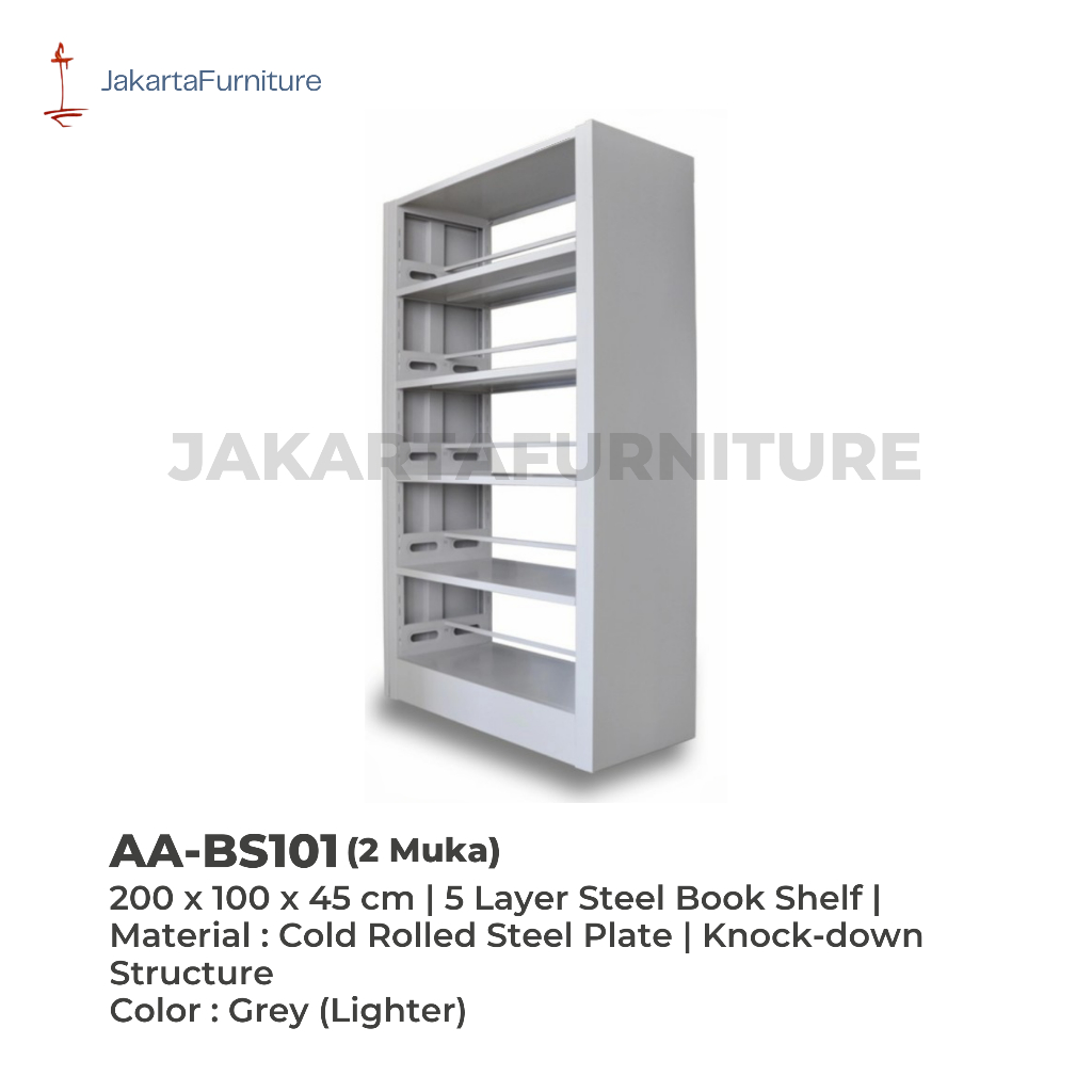 Jual Lemari Besi Rak Buku Perpustakaan Sekolah 2 Muka 200 x 100 x 45 cm ...