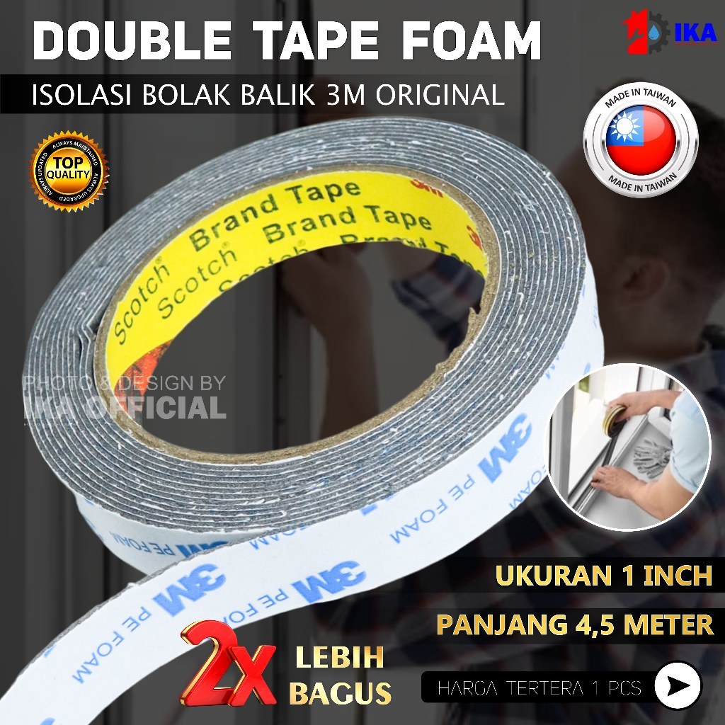 Jual Double Tape 3M Putih PE Foam 1600 T White 20mm X 4Mtr DOBLE TAPE 3M PE FOAM ISOLASI BOLAK ...