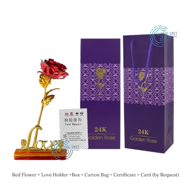 Jual Full Set Valentine Bunga Mawar Emas Sertifikat - Box of Golden ...
