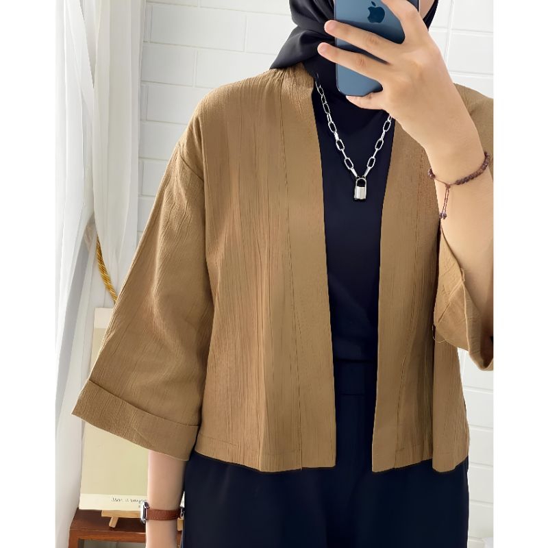 Jual Belia Outer Crop Wanita Lengan 3/4 - Baju Atasan Wanita Korean ...