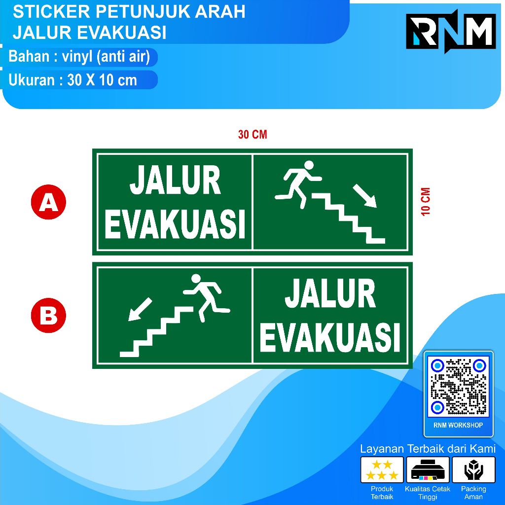 Jual STICKER PETUNJUK ARAH JALUR EVAKUASI 30 X 10 | Shopee Indonesia