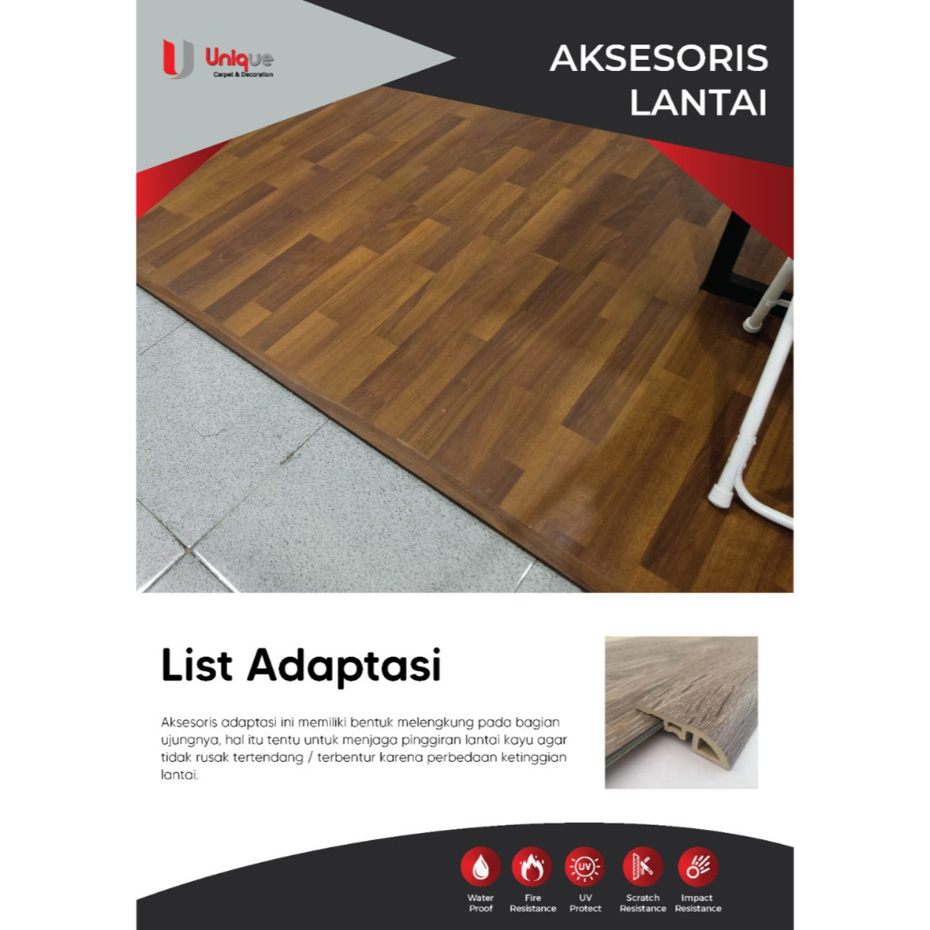 Jual List Aksesoris Adaptasi Lantai SPC / Transisi Vinyl Flooring Bahan PVC / Siku LPL ...