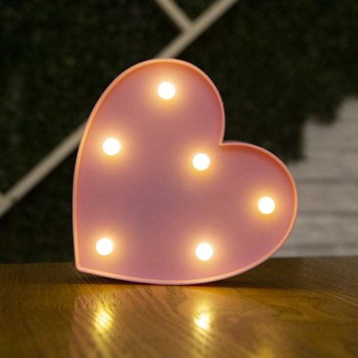 Jual Lampu Meja Hias LED Romantis Bentuk Love Warm White - AM-16 - Pink ...