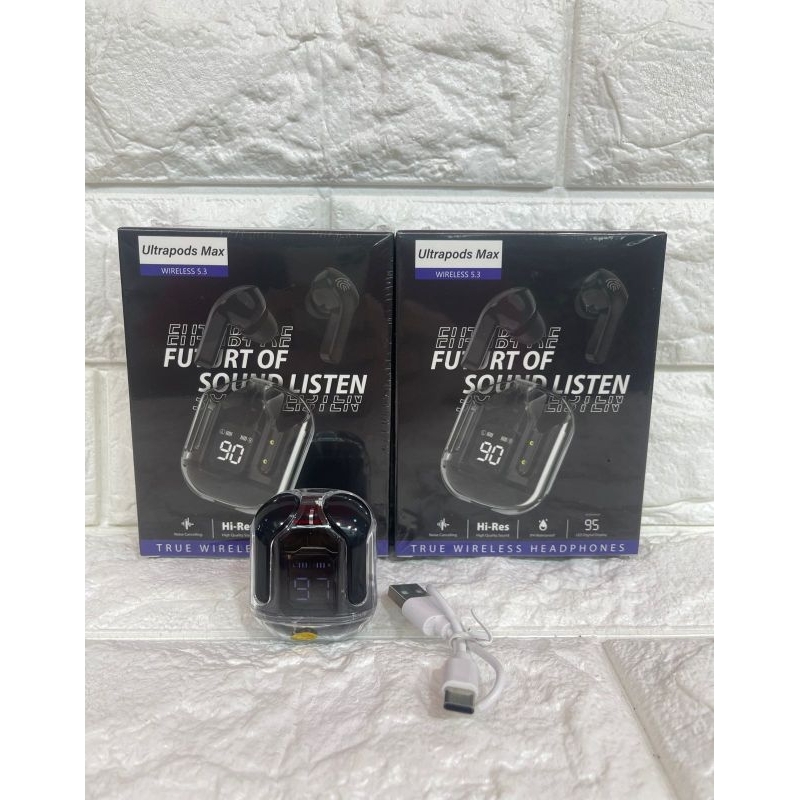 Jual Handsfree Bluetooth TWS Ultra Pods Max Earphone TWS Ultra Pods Max ...