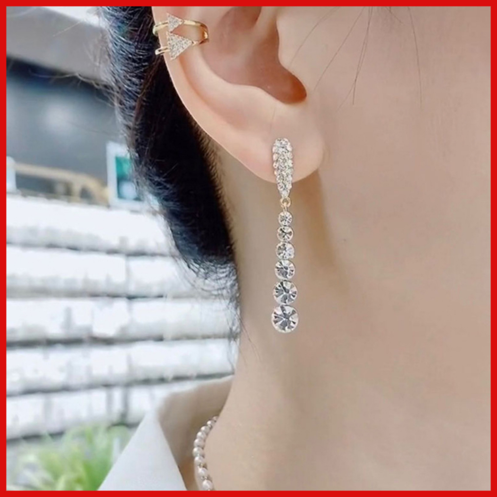 Jual AT176 - Anting Juntai Permata Berkilau Titanium Steel Model Korea ...