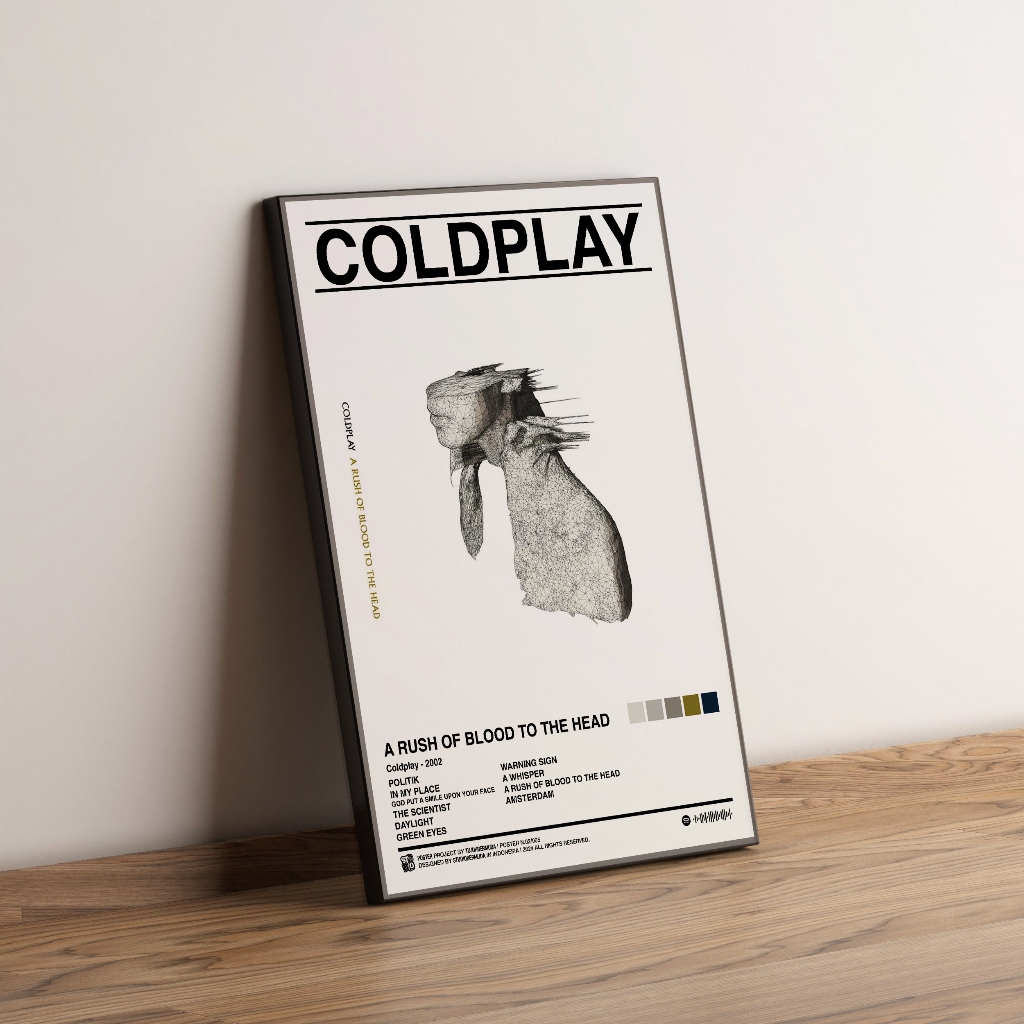 Jual POSTER Cover Album "Coldplay " Aesthetic + Frameblock Fiber ...