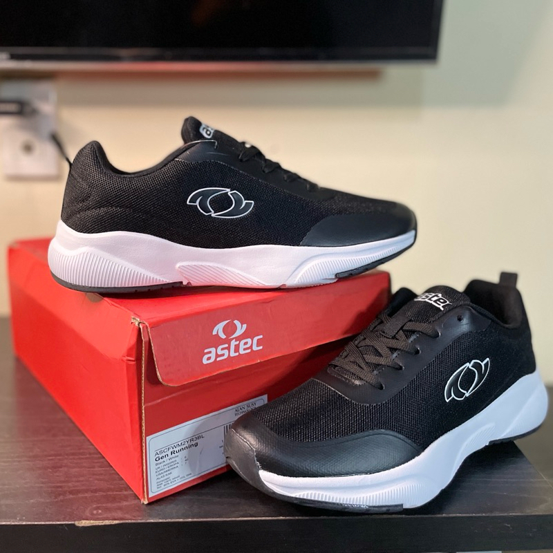 Jual Sepatu Astec Gen Running Black white men's Original 100% | Shopee ...