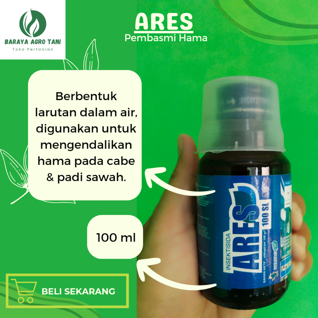 Jual Ares 100 SL 100 ml Insektisida Sistemik Racun Kontak Pembasmi Hama 100% Original | Shopee ...