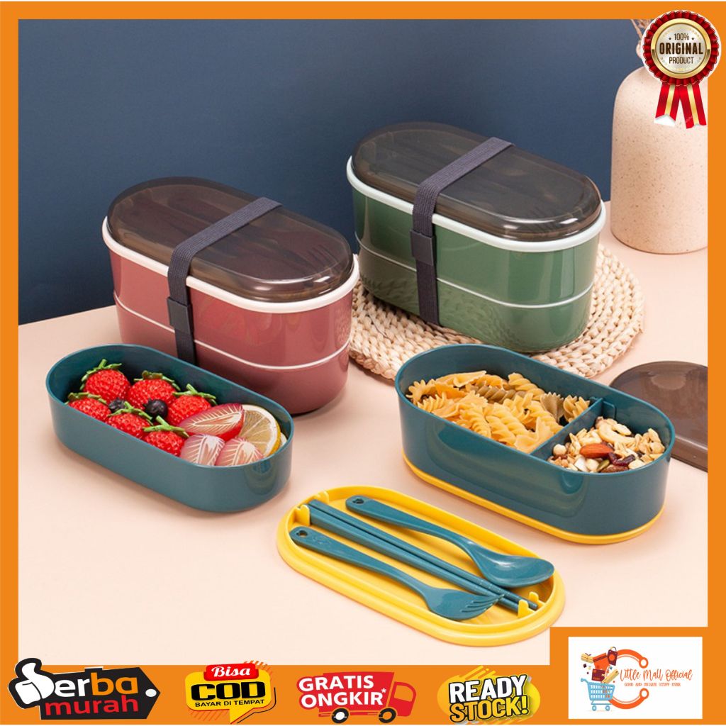 Jual Little Mall KOTAK MAKAN SUSUN 2 MINI FREE SENDOK GARPU SUMPIT 700 ...