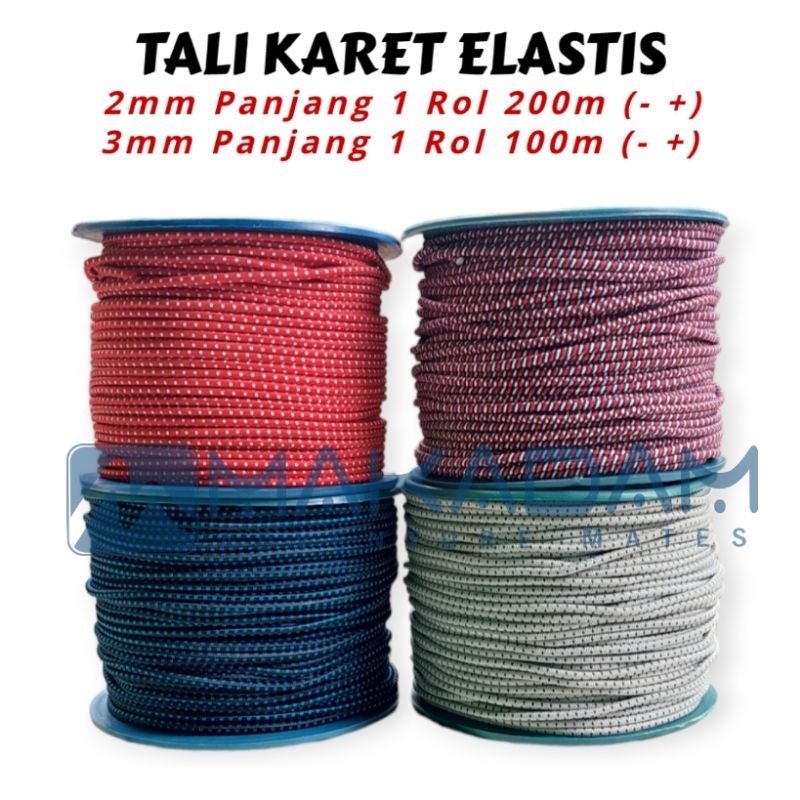 Jual tali string karet elastis gelang kalung tali frame tenda 2mm 3mm ...