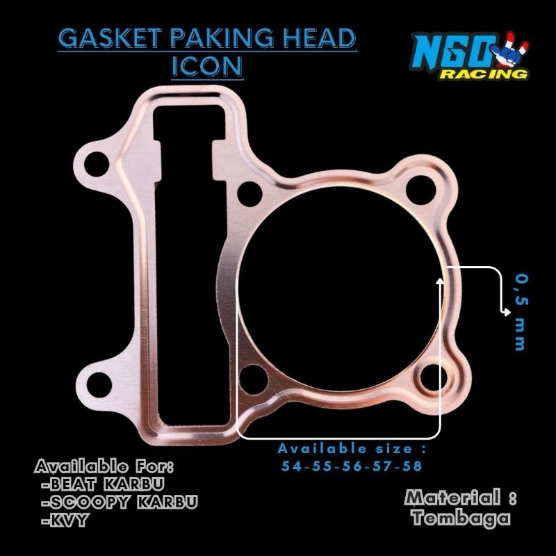 Jual paking blok head paking head gasket tembaga kvy beat Scoopy karbu 54 55 56 57 58 mm ...