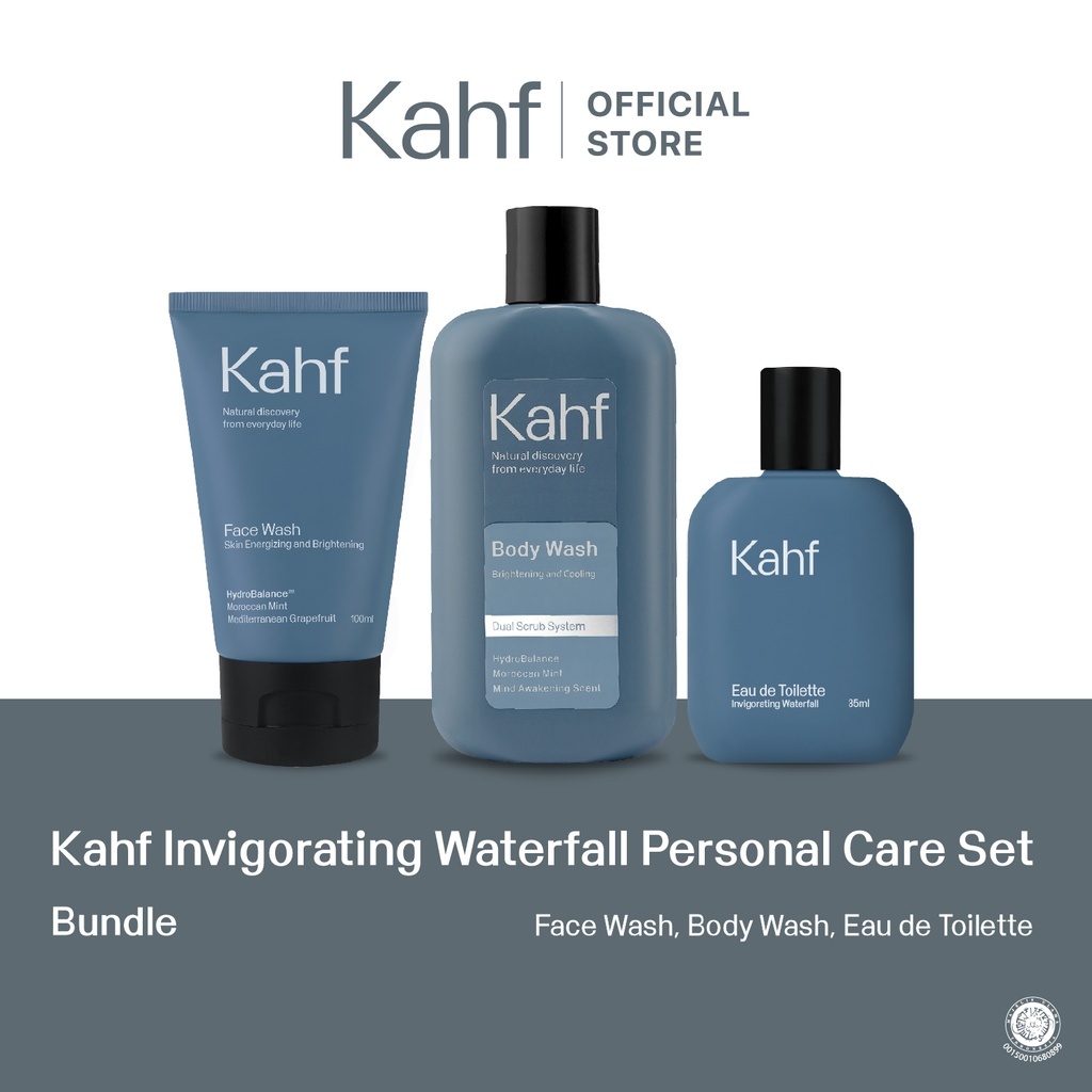 Jual Kahf Invigorating Waterfall Personal Care Set (Face Wash, Body Wash, EDT) | Shopee Indonesia