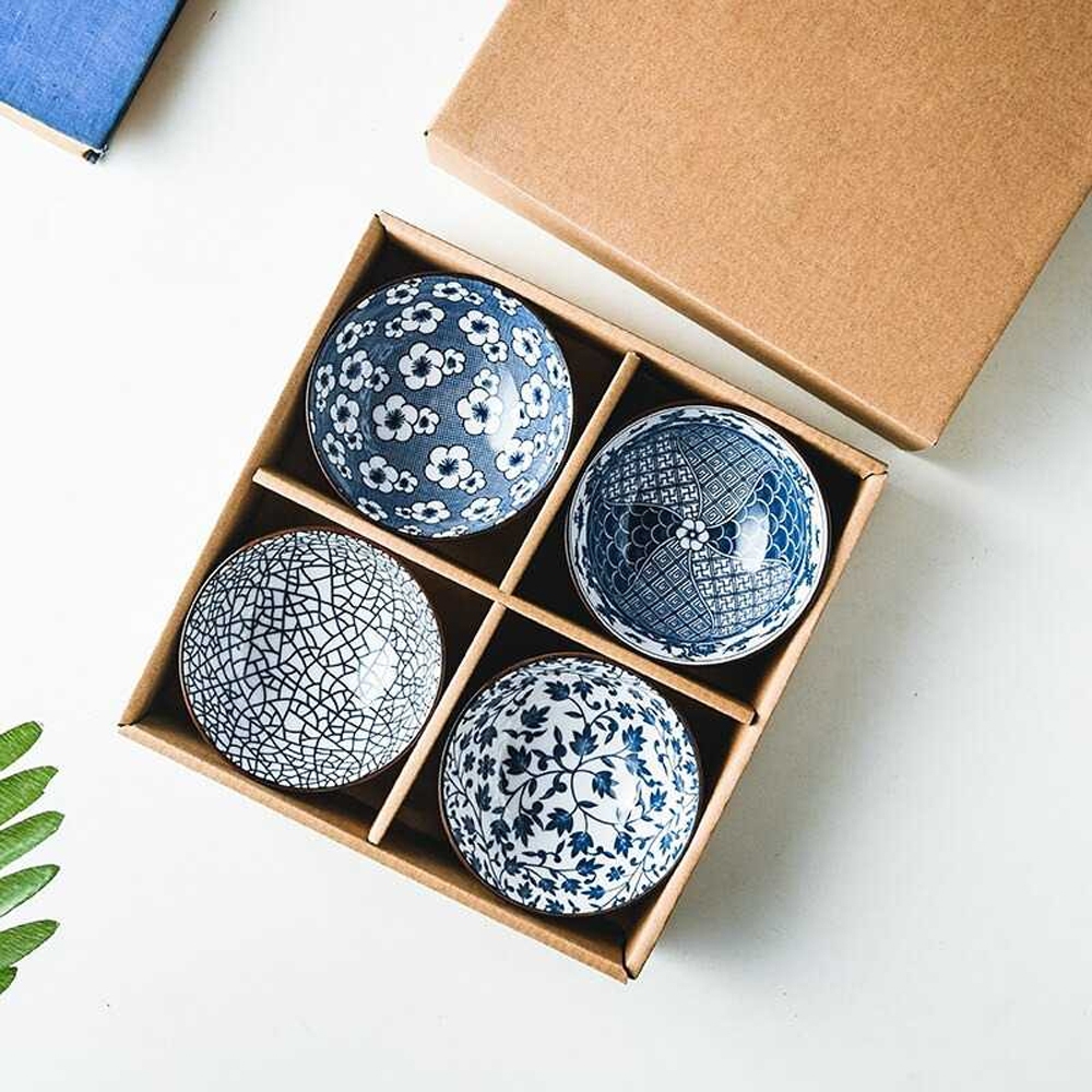 Jual Mangkuk Keramik Bowl Japanese Style 4 PCS Mangkok Set Hampers ...