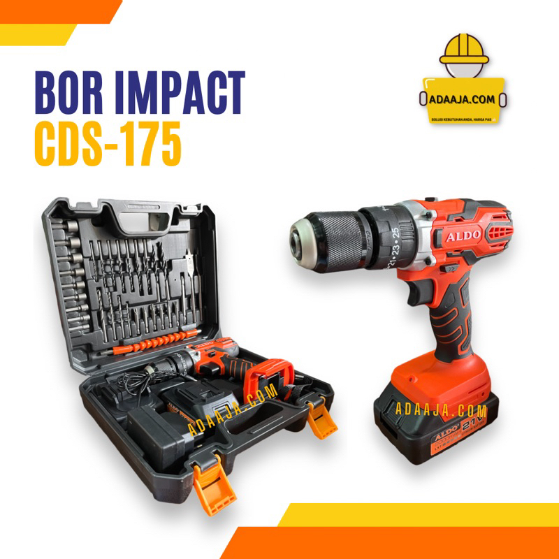Jual Bor Cas Impact Cordless Drill 10 MM Mesin Bor Tanpa Kabel CDS 175 ...