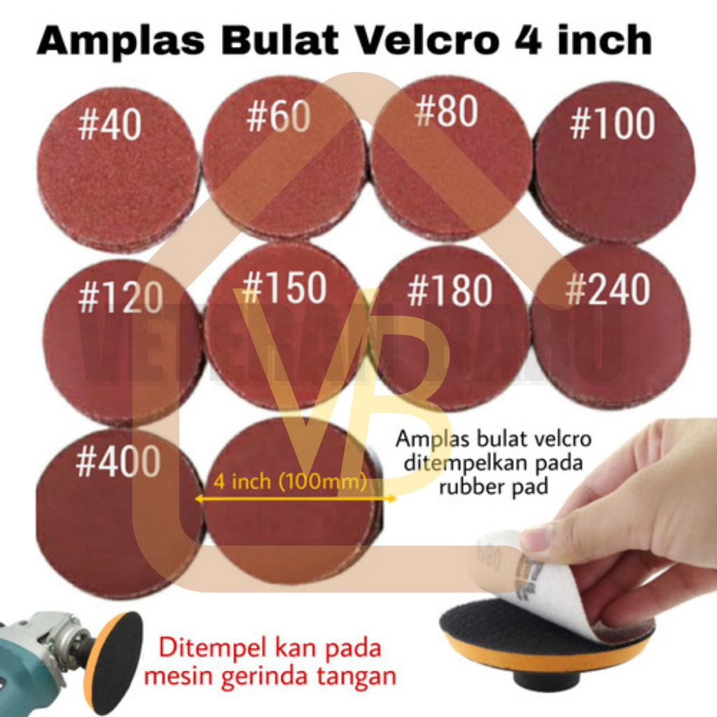 Jual Kertas Amplas Bulat 4" Velcro Tempel Gerinda Sanding Disc | Shopee ...
